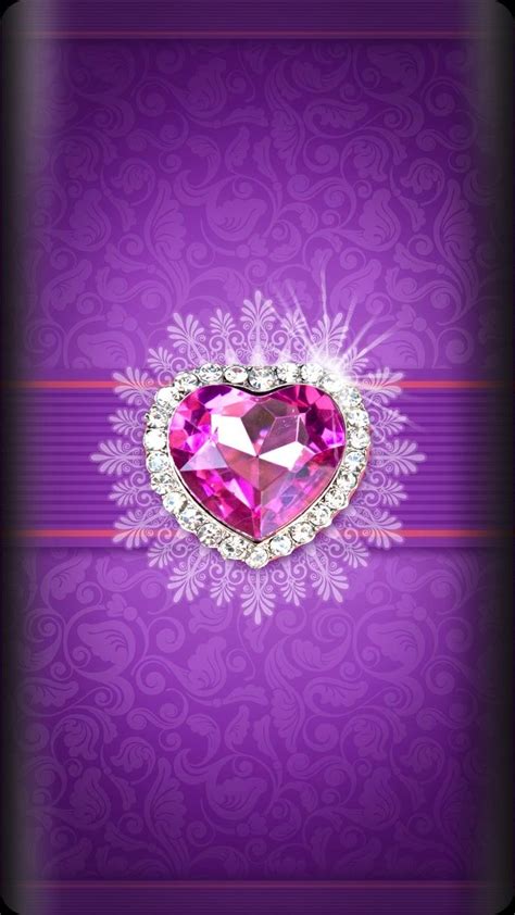 Heart Shaped Diamond Purple Wallpaper