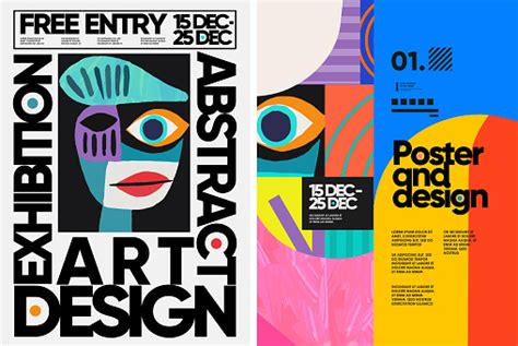 전시 디자인을 위한 추상 미술 밝은 모양 반점 개체 선 눈 초상화 개요 패턴 포스터 배경 전단지 브로셔 또는 표지에 대한 자연의 벡터 기하학적 일러스트 레이 션 가리기에