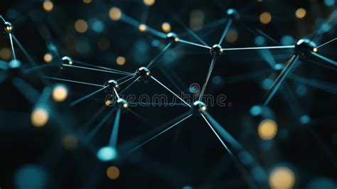 Interconnected Nodes And Lines Illustrating Business Social Networks On A Dark Technology