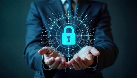 Businessperson Holds Glowing Lock Icon Cybersecurity Tech Expert Displays Data Protection