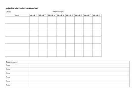 Individual Intervention Cover And Tracking Sheets Teaching Resources
