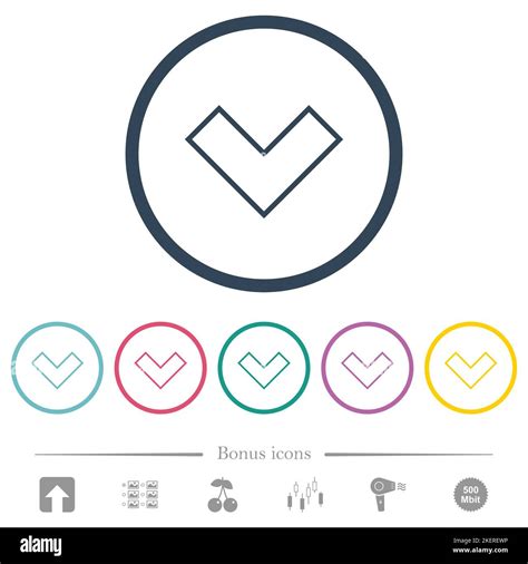 Bottom Angle Arrow Outline Flat Color Icons In Round Outlines 6 Bonus Icons Included Stock