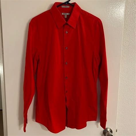 Express IMX Red Long Sleeve Button Up Shirt Lg Red Button Up Shirt Red Shirt Dress Red Long