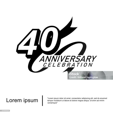 창립 40 주년 기념 엠블럼 검은 색 로고는 흰색 배경에 리본으로 고립되어 있습니다 벡터 일러스트 레이 션 템플릿 디자인 웹