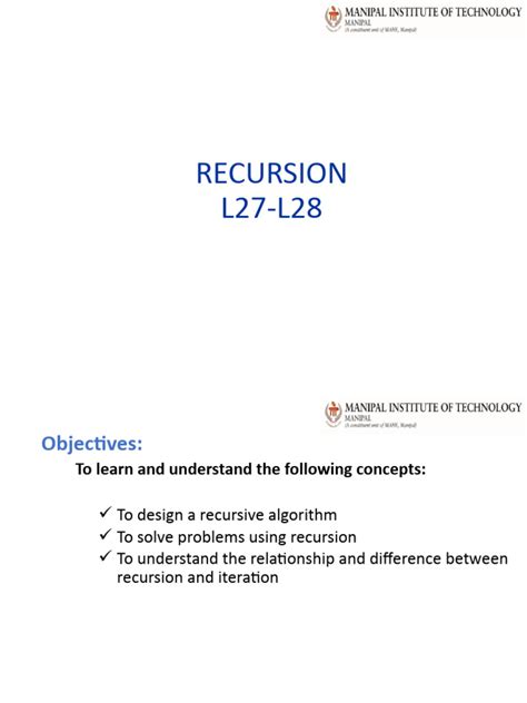 L27 L28 Recursive Functions Pdf Algorithms And Data Structures