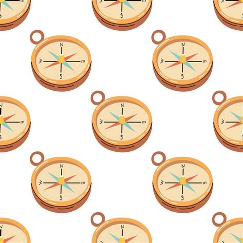 Cute Hand Drawn Compass Seamless Pattern Flat Illustration Isolated On