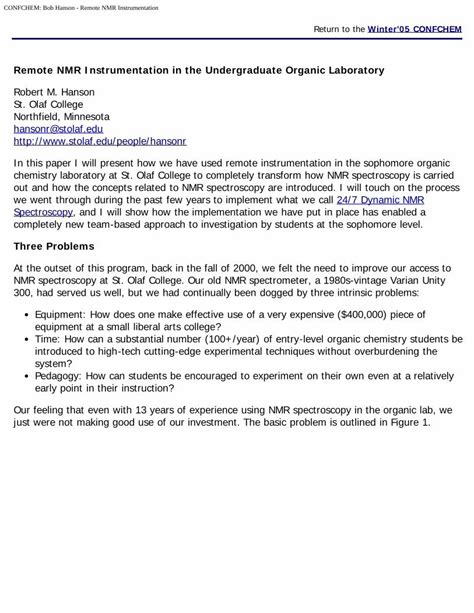 Pdf Remote Nmr Instrumentation In The Undergraduate Organic · Pdf