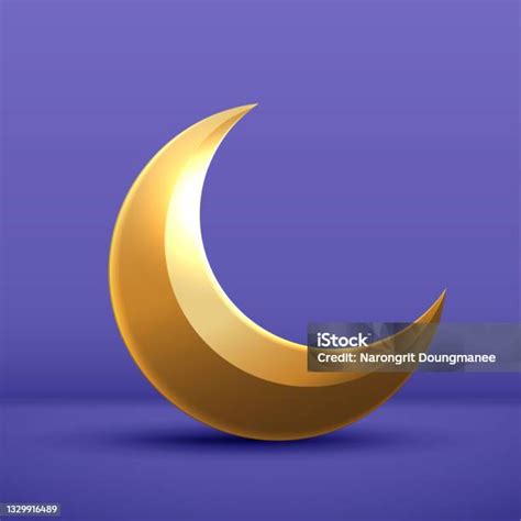 달 반달은 보라색 배경에 금입니다 라마단 카림 축하를위한 초승달 장식 요소 벡터 설계 달 하늘에 대한 스톡 벡터 아트 및 기타 이미지 달 하늘 호화로움 아름다움