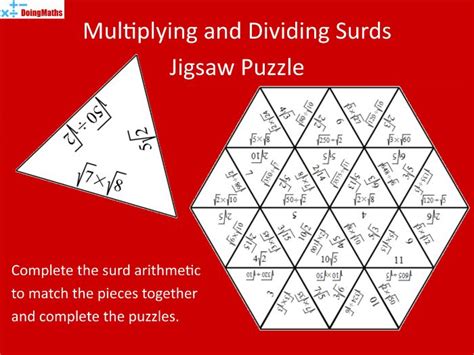 Multiplying And Dividing Surds Tarsia Jigsaw Puzzle Maths Teaching Resources
