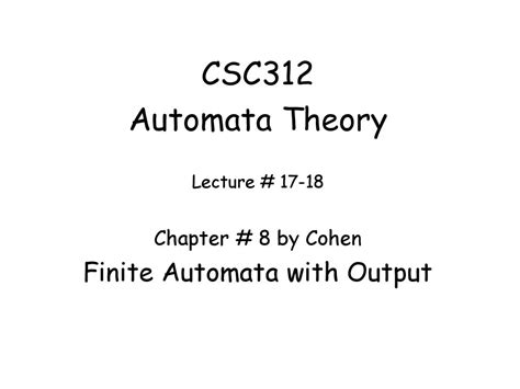Finite Automata With Output Ppt Download