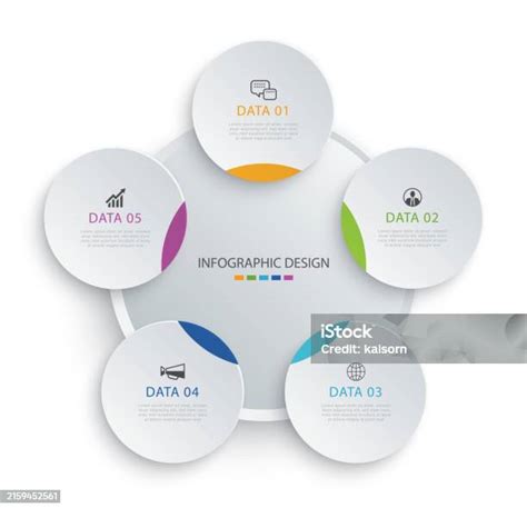 5개의 숫자 데이터 템플릿이 있는 인포그래픽 원 타임라인입니다 일러스트레이션 비즈니스 추상 배경입니다 0명에 대한 스톡 벡터 아트 및 기타 이미지 Istock