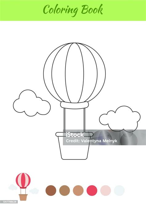 어린이를위한 색칠 공부 열기구 유치원 년 어린이와 유아를위한 교육 활동 페이지 인쇄 가능한 워크시트입니다 만화 다채로운 벡터 일러스트레이션 0명에 대한 스톡 벡터 아트 및