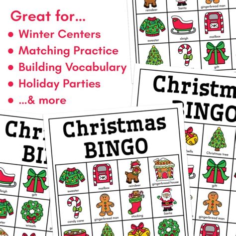 Christmas Bingo Game Holiday Party Activity December Classroom Center