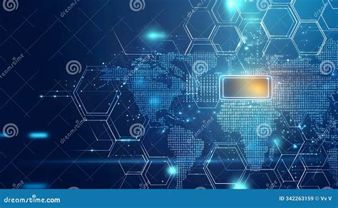 Digital World Map With Hexagonal Technology Elements Stock Illustration Illustration Of Screen