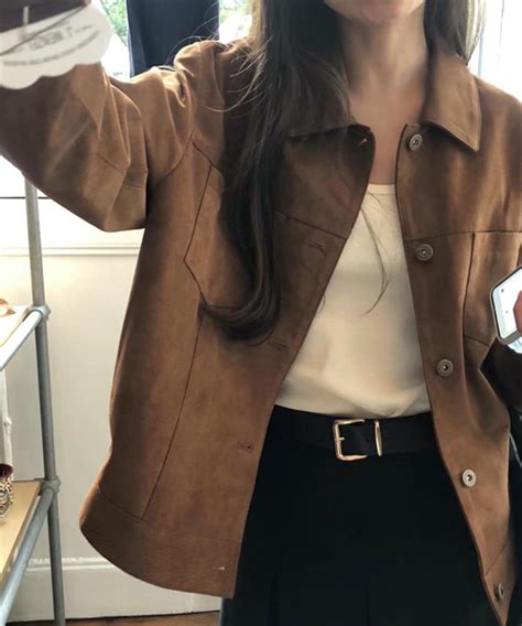 제이엠스타일 고퀄 스웨이드자켓 가죽자켓 가을 간절기 아우터 자켓 재킷 버튼 브라운 가을옷 출근룩 휘뚤마뚤