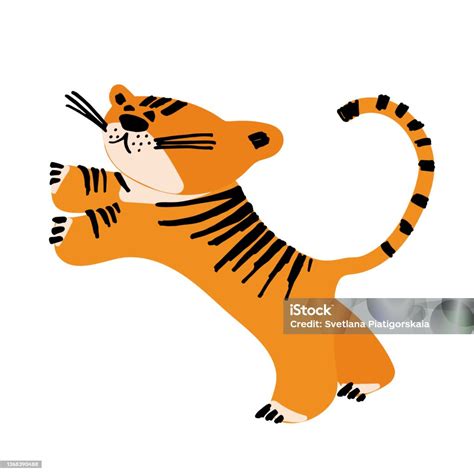 아이들을위한 단순화 된 스타일로 재미있는 호랑이 새끼의 그림 만화 스타일의 벡터 일러스트레이션 세트 0명에 대한 스톡 벡터 아트 및 기타 이미지 Istock