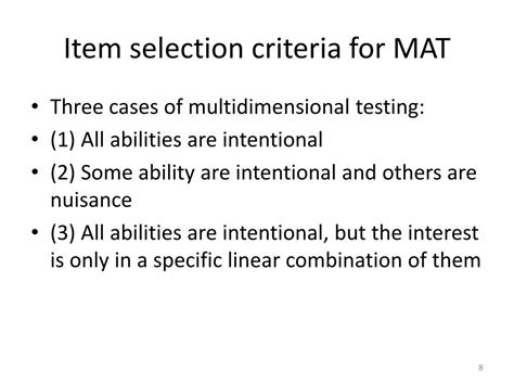 Ppt Multidimensional Adaptive Testing With Optimal Design Criteria