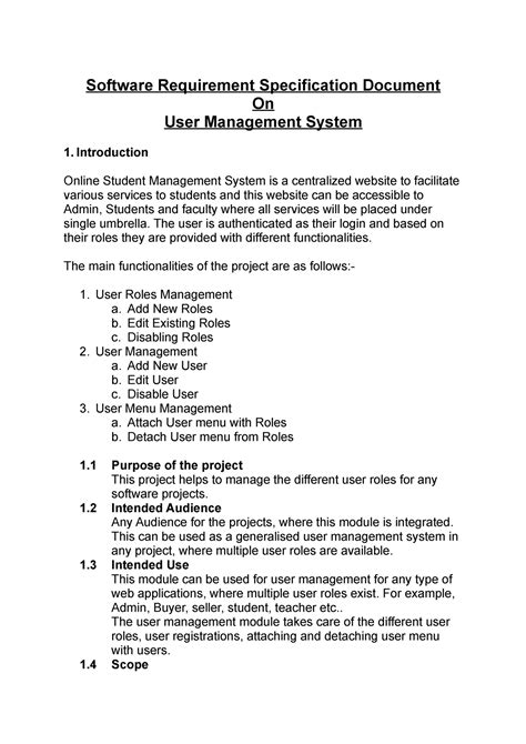 Software Requirement Specification Document The User Is Authenticated As Their Login And Based