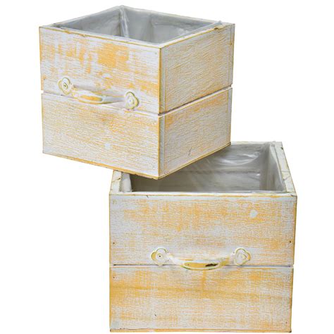 Floristik24ch Pflanzschublade Mit Griff Orange Weiß Holz 1215cm 2er Set