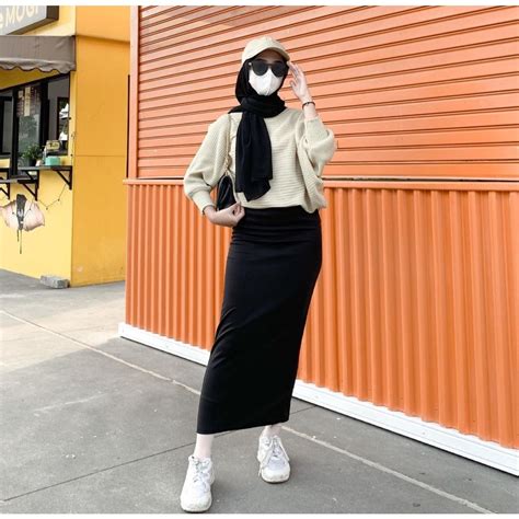 Jual Rok Span Panjang Scuba Rok Kantor Span Panjang Scuba Premium Rok Span Hitam Putih Rok