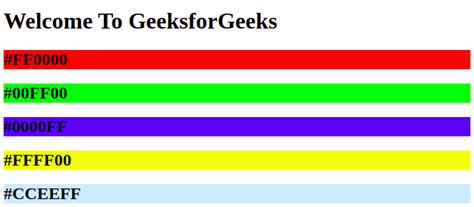 HTML Hex Color Codes GeeksforGeeks