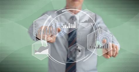 Man Touching A Data Analysis Concept Stock Illustration Illustration Of Screen Graph 141079703