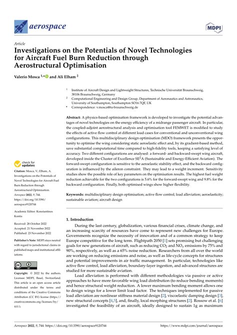 Pdf Investigations On The Potentials Of Novel Technologies For Aircraft Fuel Burn Reduction