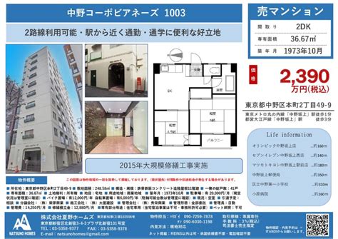 中野コーポビアネーズ1003 株式会社夏野ホームズ