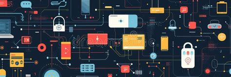 An Abstract Illustration Depicting Various Network Devices Including Routers Modems And Smart