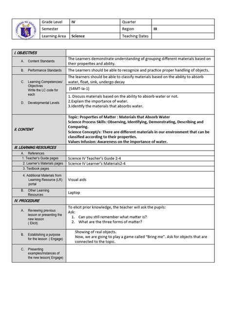 Science Dlp Template Deped Pdf Learning Porosity