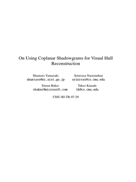 Pdf On Using Coplanar Shadowgrams For Visual Hull Reconstruction Dokumentips