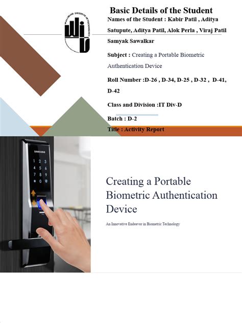Creating A Portable Biometric Authentication Device Pdf Biometrics