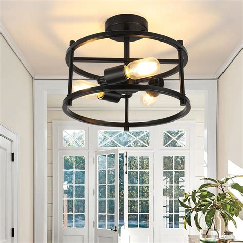 Foucasal Semi Flush Mount Ceiling Light 12 59 Farmhouse Black Ceiling
