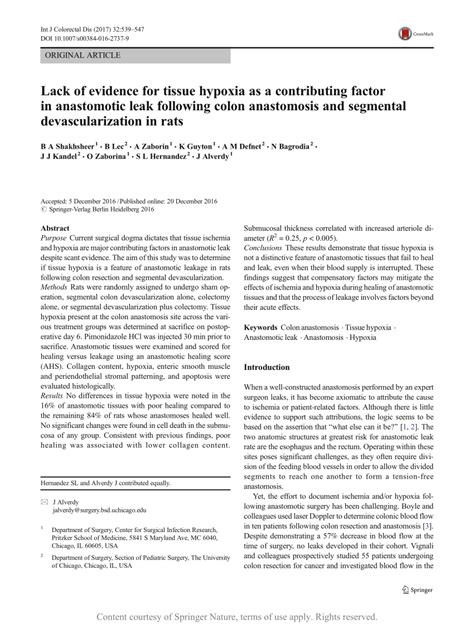 Lack Of Evidence For Tissue Hypoxia As A Contributing Factor In