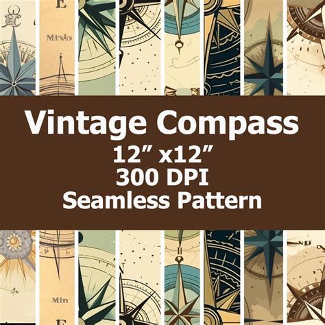 8 Seamless Vintage Compass Patterns Vintage Compass Background