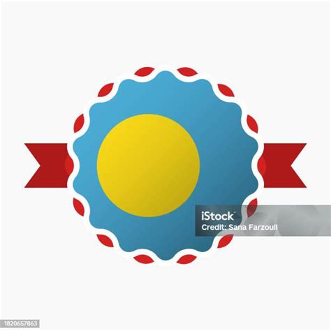 Ilustración De Insignia Creativa Del Emblema De La Bandera De Palau Y