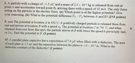 solved a particle with a charge of 1 5 mu c and a mass of