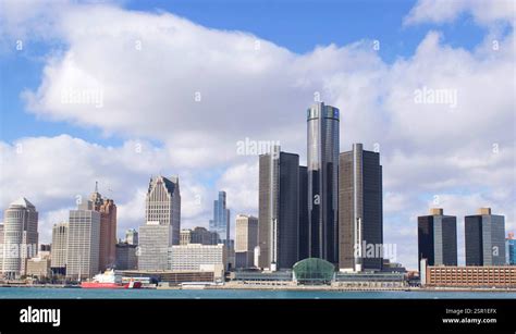 Detroit Michigan Usa Skyline Taken January 292025 From Windsor