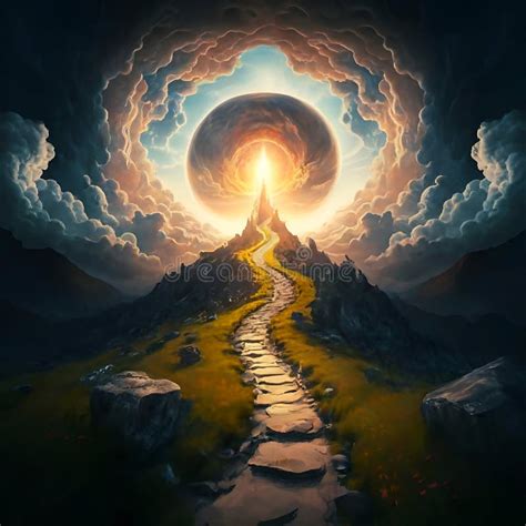 A Conceptual Artwork Showing A Path Leading Towards A Bright Inviting