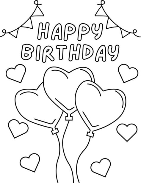 Birthday Balloons Coloring Page Printable