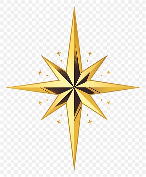 Christmas Star Golden Compass Star Design With Sparkles Png