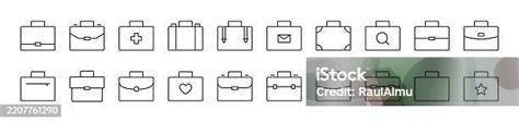 사무용 서류 가방 및 비즈니스 라인 아이콘 컬렉션 편집 가능한 스트로크 인포그래픽 기사 서적 전단지 배너에 적합 가방에 대한 스톡 벡터 아트 및 기타 이미지 Istock