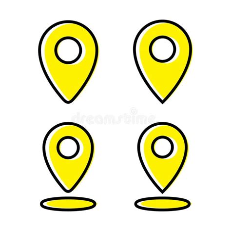 Map Pin Location Icon Vector With Black Outline Navigation Pins Sign Symbol Stock Vector