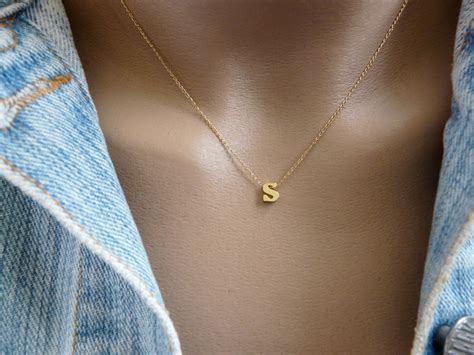 Gold Initial Necklace Minimal Initial Necklace Tiny Initial Necklace Name Necklace Gold