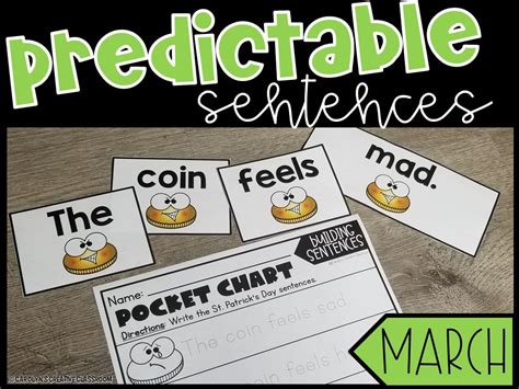 March Predictable Sentences Pocket Chart Sentences Literacy Center