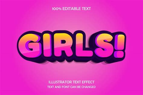 Premium Vector Girls3d Editable Text Effect Modern Style