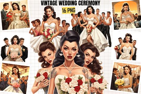 Pin Up Bridesmaids Clipart Graphic By Denizdesign · Creative Fabrica