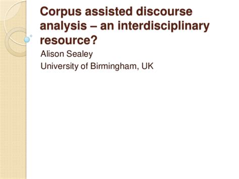 Ppt Corpus Assisted Discourse Analysis An Interdisciplinary Resource
