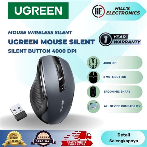 Jual Ugreen Ergonomic Wireless Silent Mouse Mice 2 4G Silence Design Shopee Indonesia