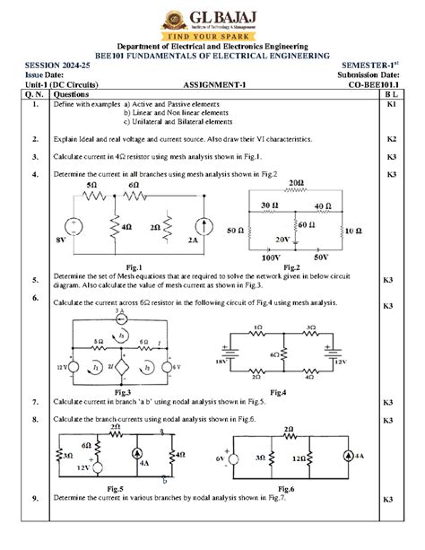 Bee101 Fundamentals Of Electrical Engineering All Assignments And